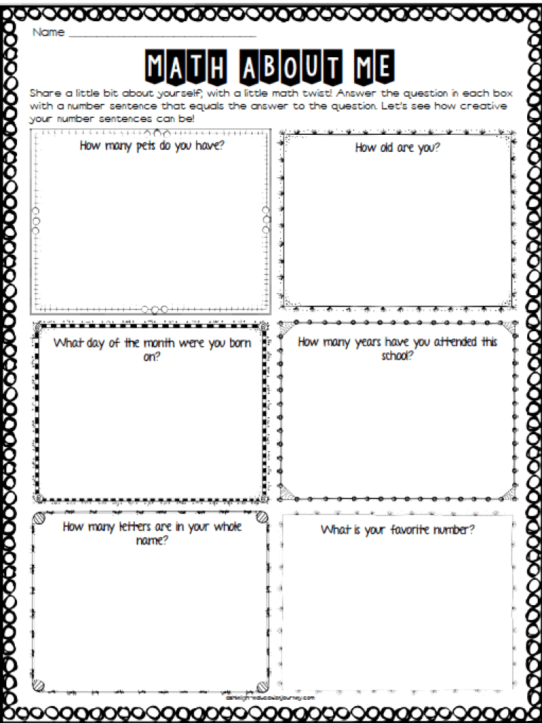 All About Me Math Freebie Ashleigh s Education Journey All About Me Math Freebie Ashleigh s Education Journey