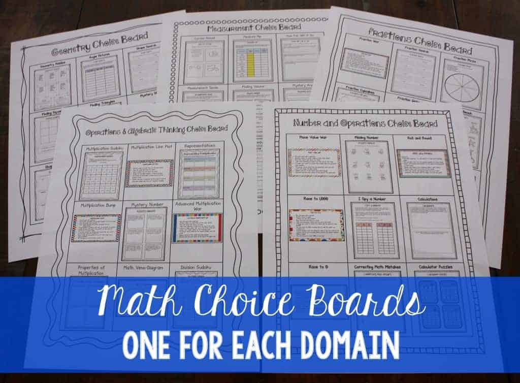math choice boards - Ashleigh's Education Journey