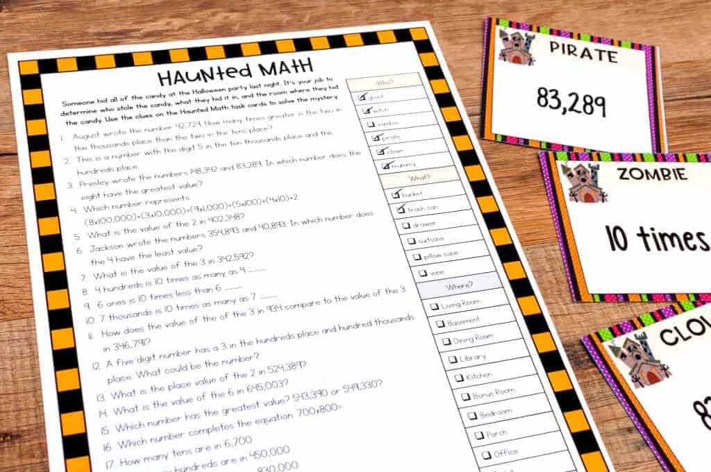 4th Grade Halloween Math Centers - Ashleigh's Education Journey