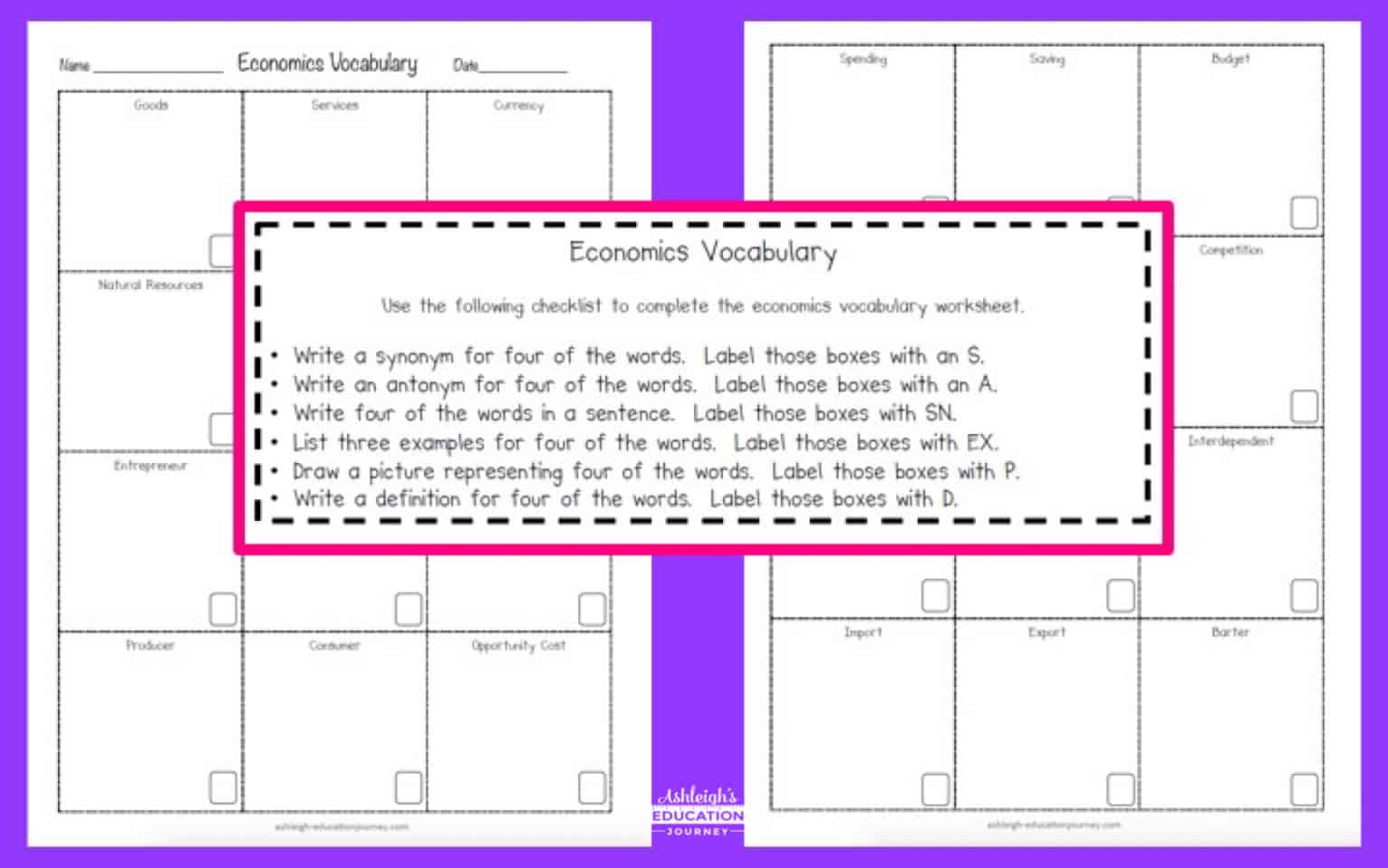 Economics Activities - Ashleigh's Education Journey