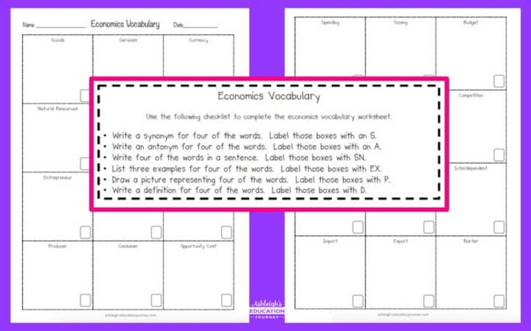 Economics Activities - Ashleigh's Education Journey