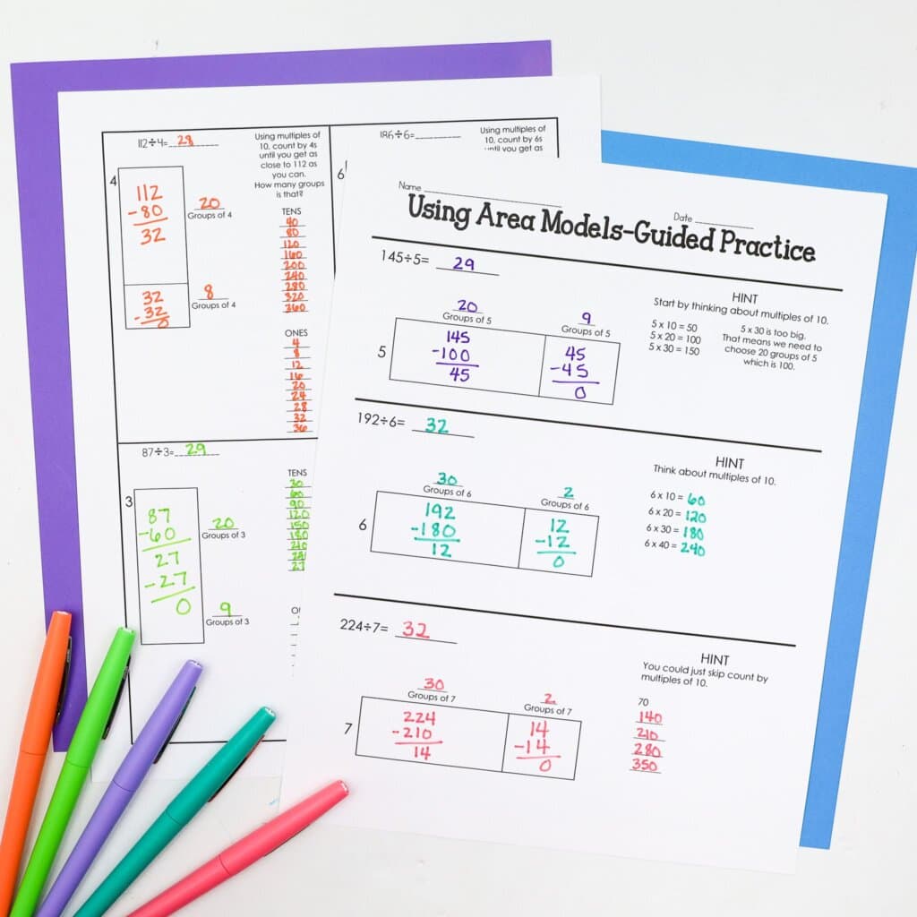 Dividing With Area Models and Partial Quotient