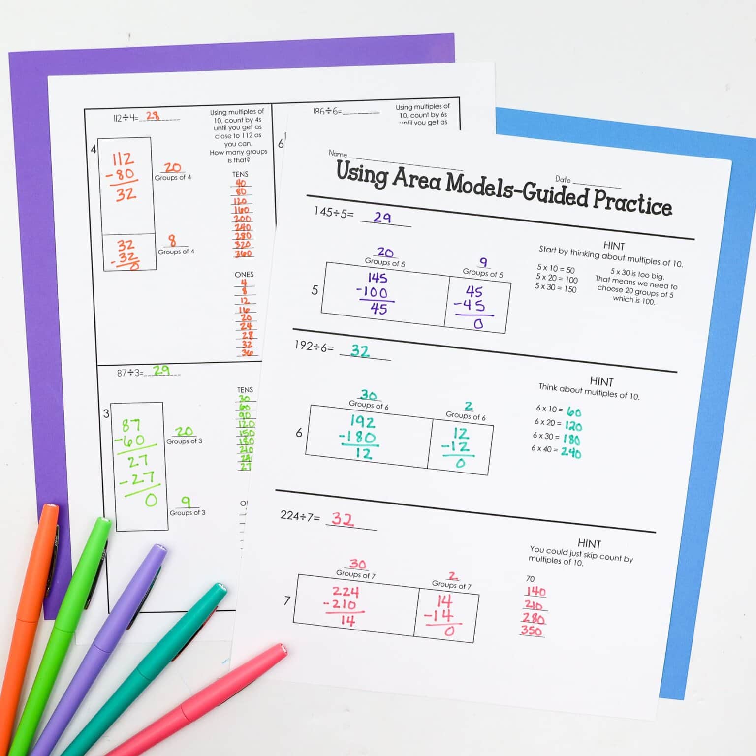 Dividing With Area Models and Partial Quotient