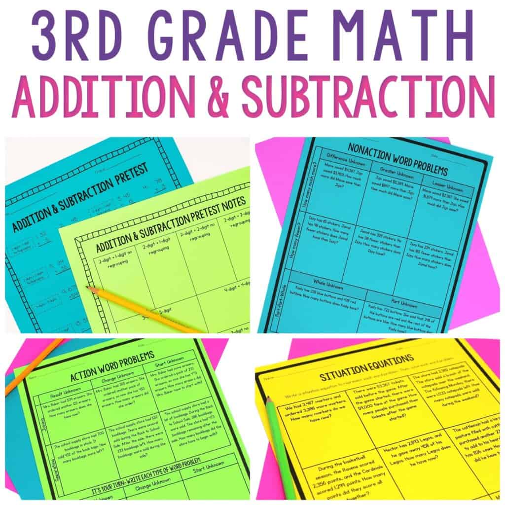 3rd Grade Addition and Subtraction With Regrouping | Word Problems ...