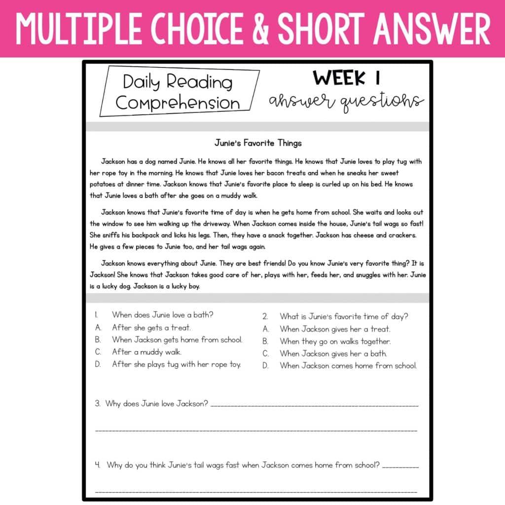 Daily Reading Comprehension Practice | Set 1 | Print & Digital ...