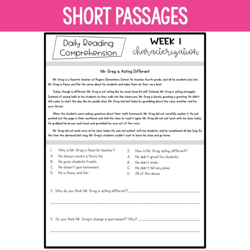 Daily Reading Comprehension Practice | Set 2 | Print & Digital ...