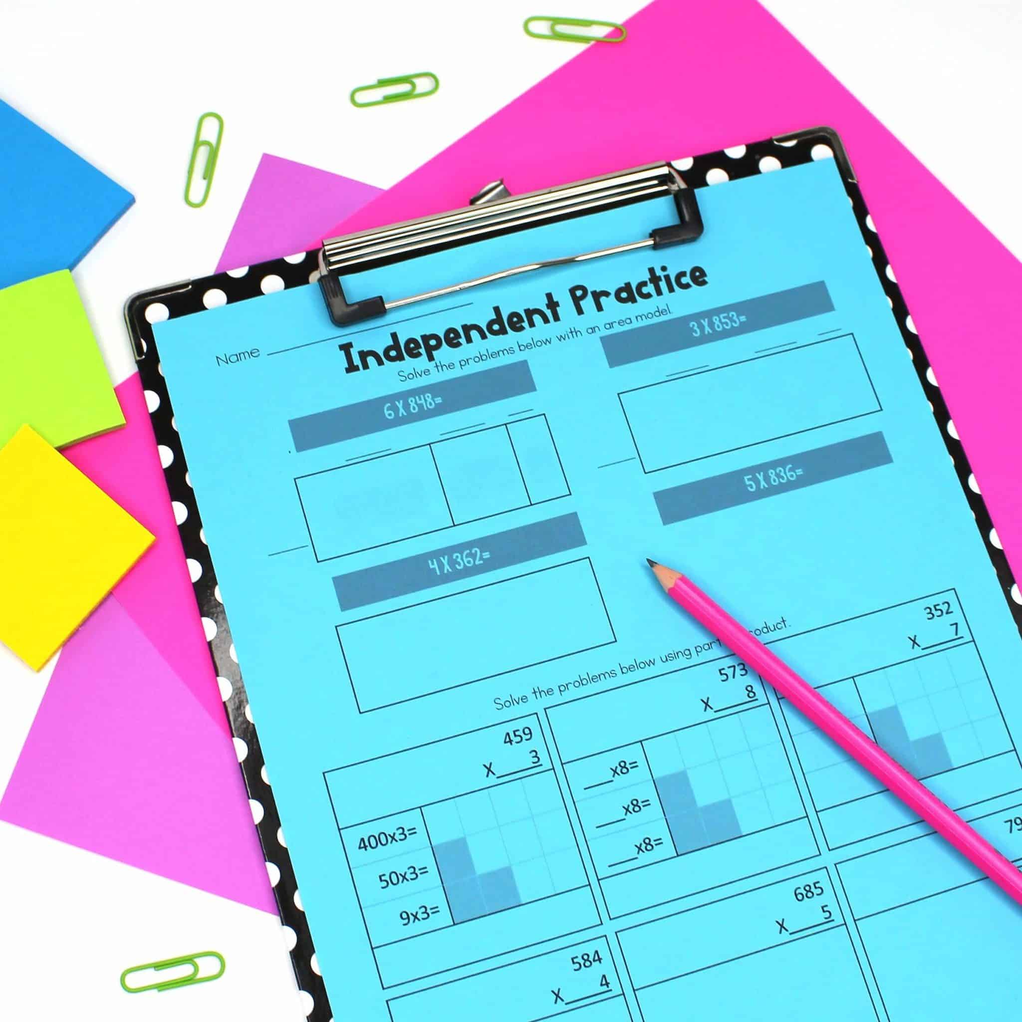 Multiplying With Area Models and Partial Product