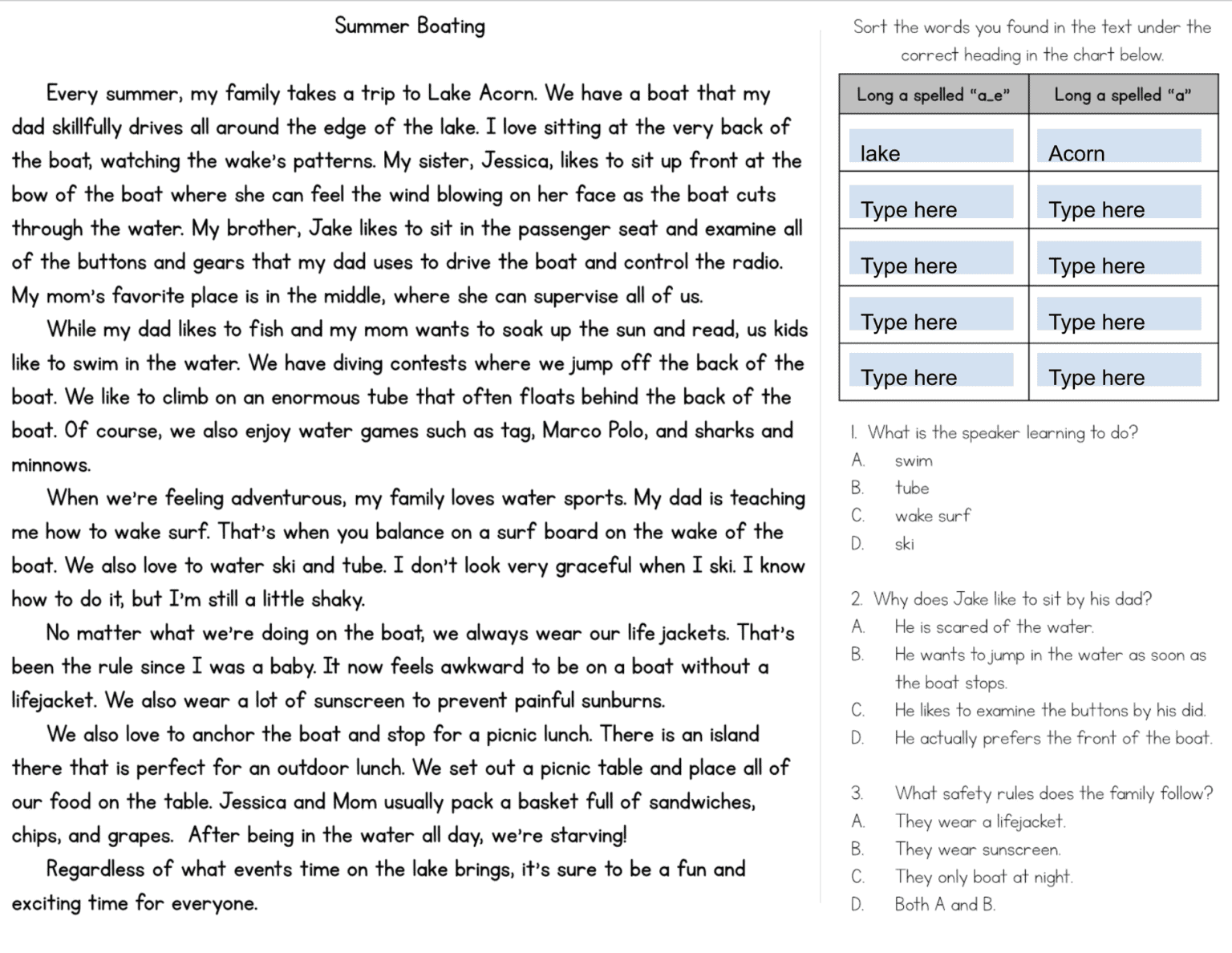 Reading Worksheets for Upper Elementary - Ashleigh's Education Journey