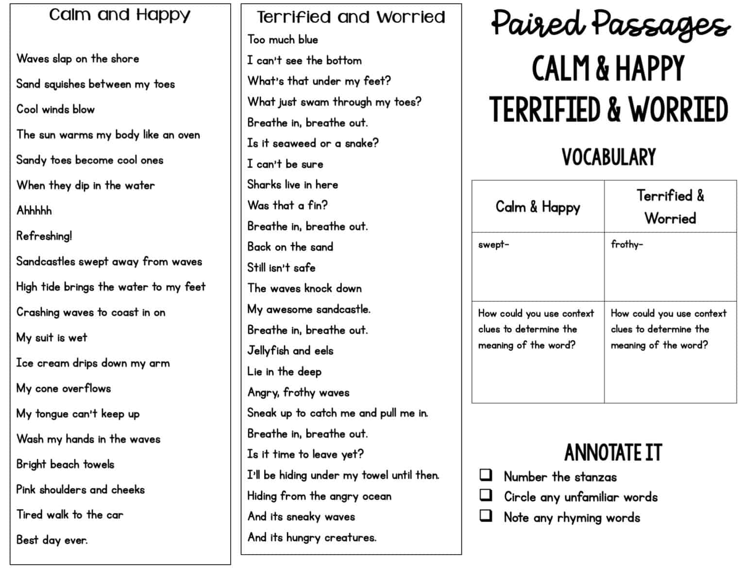 Reading Worksheets for Upper Elementary - Ashleigh's Education Journey