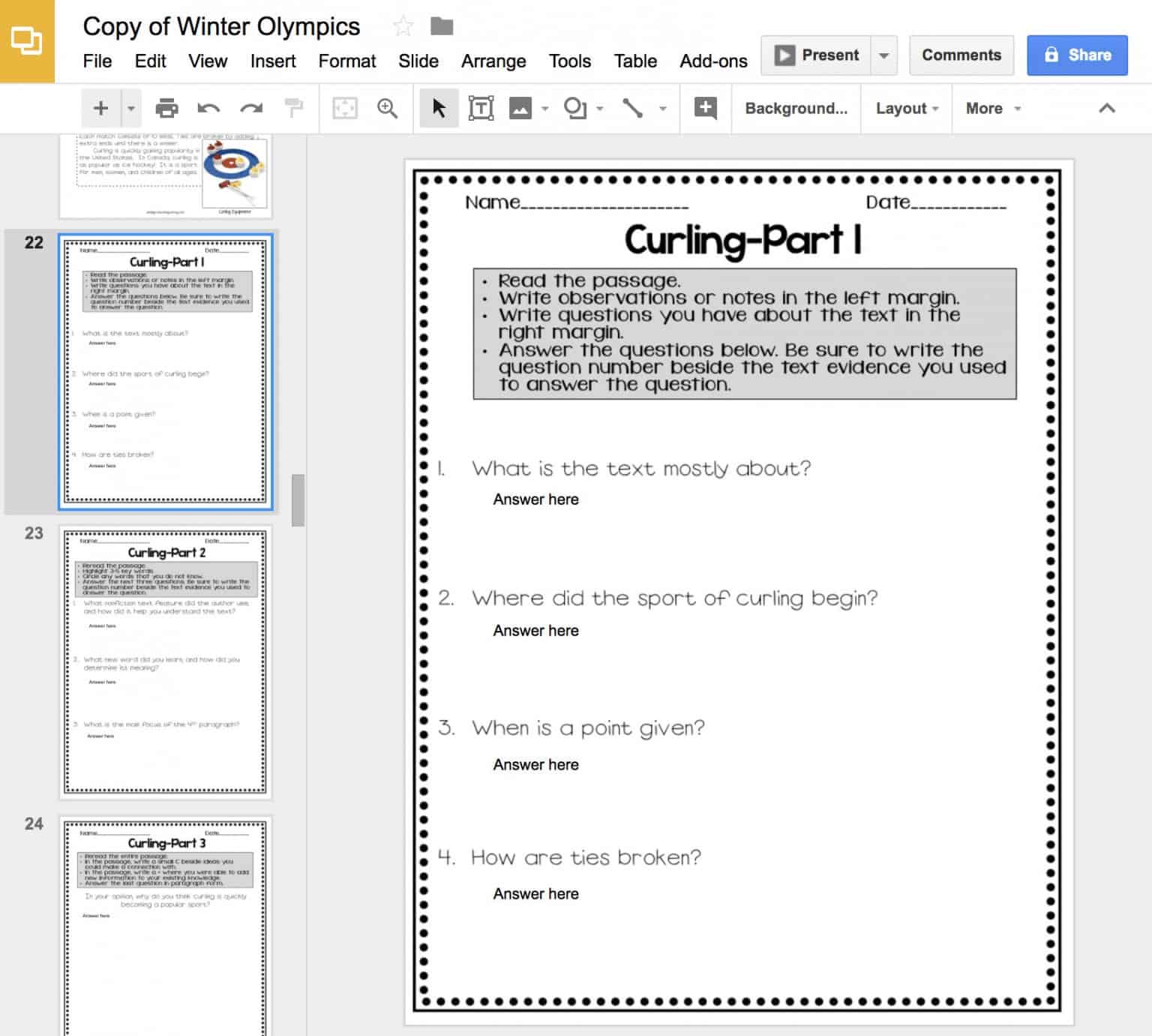 2022 Winter Games Close Reading - Ashleigh's Education Journey