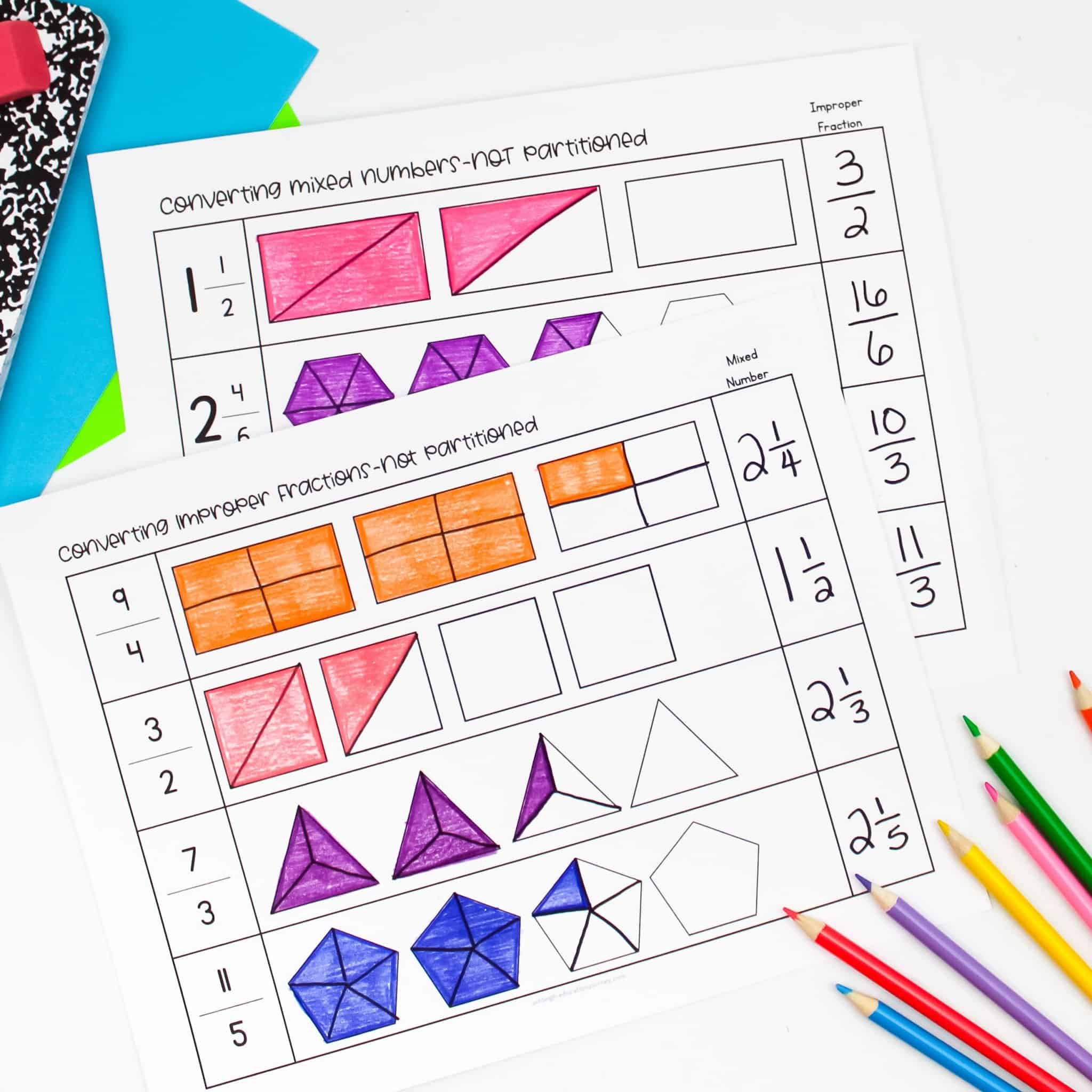 Mixed Numbers to Improper Fractions